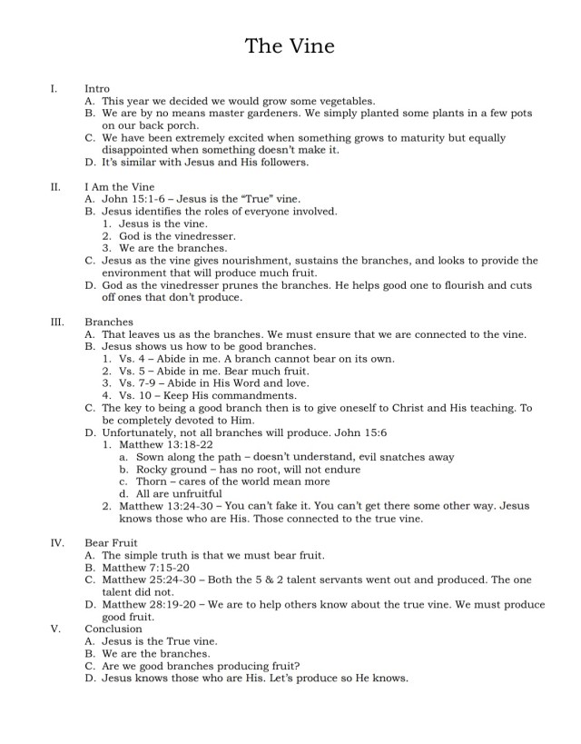 The Vine – Bible Lessons and Sermons