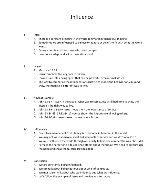 Influence – Bible Lessons and Sermons