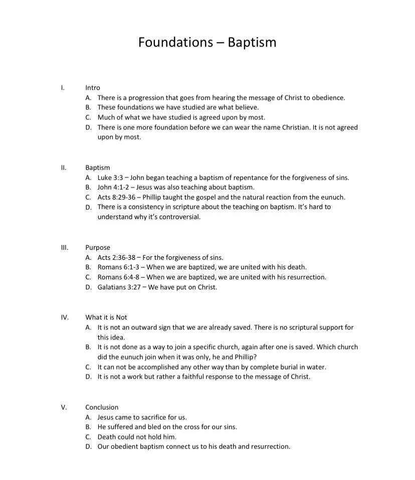 Foundations – Baptism – Bible Lessons and Sermons