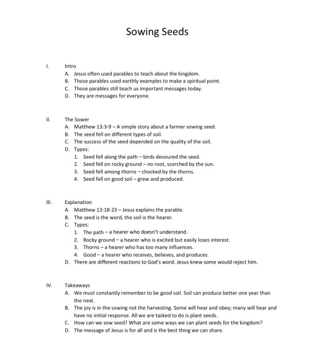 Sowing Seeds – Bible Lessons and Sermons