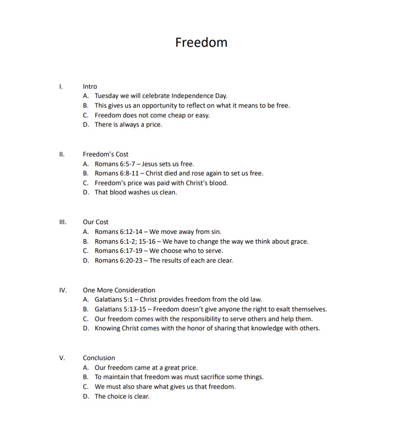 Freedom – Bible Lessons and Sermons