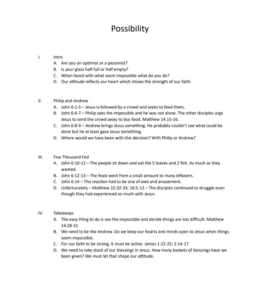 Possibility – Bible Lessons and Sermons