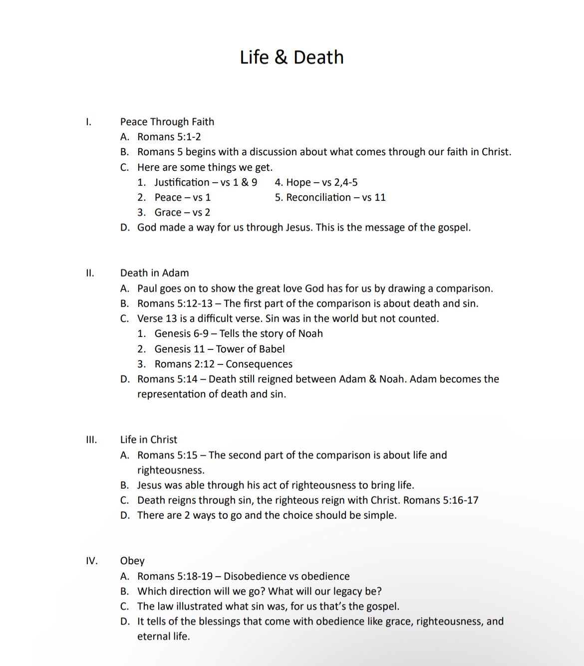 Death and Life – Bible Lessons and Sermons