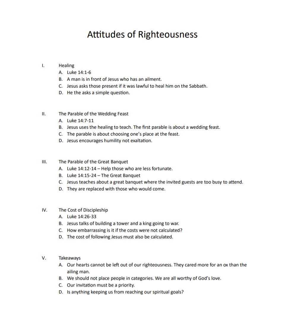 Attitudes of Righteousness – Bible Lessons and Sermons